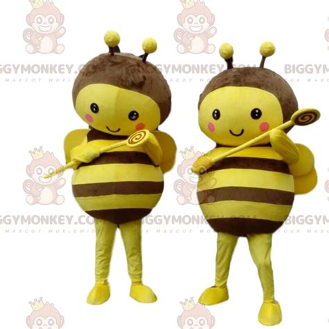 2 Biggymonkey™s Yellow And Brown Bee Mascots