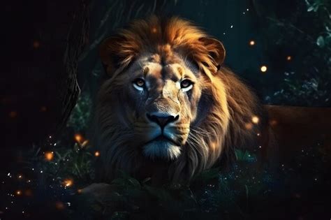 premium ai image closeup of lion panthera leo in front of black