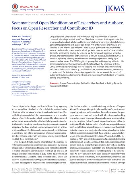 PDF Systematic And Open Identification Of Researchers And Authors Focus On Open Researcher