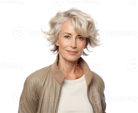 Ai Generated Attractive Older Woman Png File Of Isolated Cutout Object With Shadow On