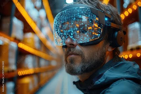 Augmented Reality Warehouse Management Worker Using Smart Glasses Holographic Package Data