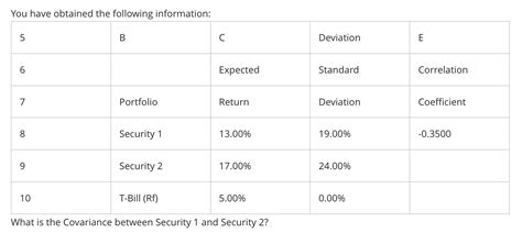 Solved Question 1 What Is The Covariance Between Security