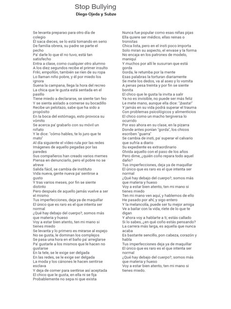 Canción Stop Bullying Pdf