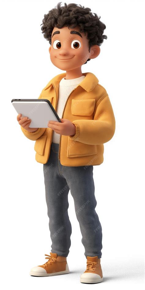 Young Boy Uiux Developer Cartoon Character Vector Premium Ai