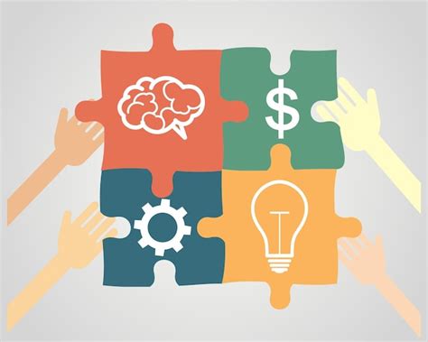 팀워크 사람들의 개념 접힌 퍼즐 프리미엄 벡터