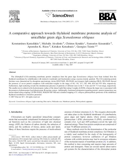 Pdf A Comparative Approach Towards Thylakoid Membrane Proteome