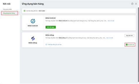 Kết Nối Với Phần Mềm Misa Eshop V1 Amis Kế Toán Hkd
