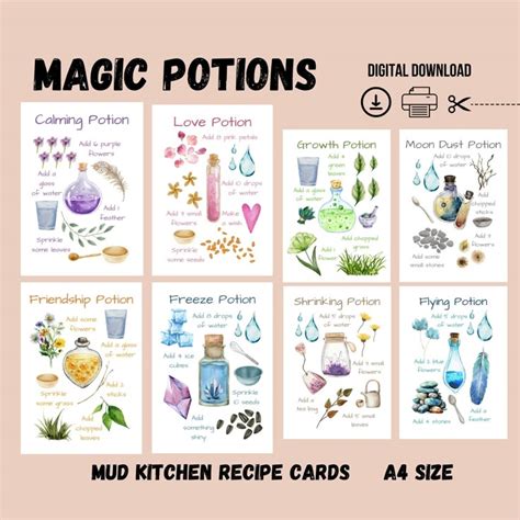 Magic Potion Recipe Cards Outdoor Nature Play A4 Pdf Etsy Magic