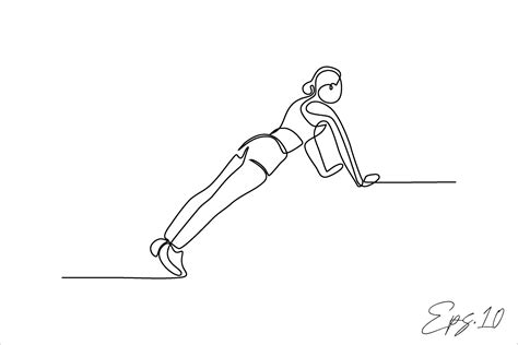 Vector Illustration Continuous Line Of Push Up Sport Woman 28242909 Vector Art At Vecteezy