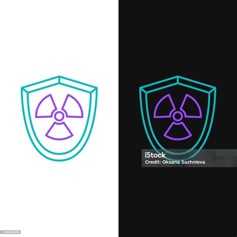 흰색과 검은 색 배경에 격리 된 방패 아이콘에 선 방사성 방사성 독성 기호 방사선 위험 징후 다채로운 개요 개념 벡터 0명에 대한 스톡 벡터 아트 및 기타 이미지 Istock