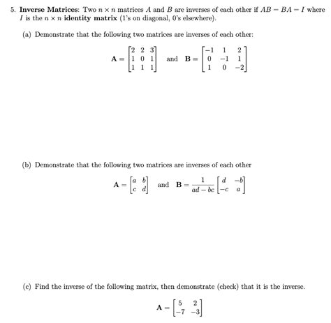 Solved Inverse Matrices Two N X N Matrices A And B Are Chegg Com