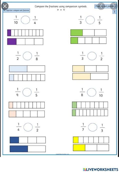 Comparing Unit Fractions Online Exercise For Live Worksheets