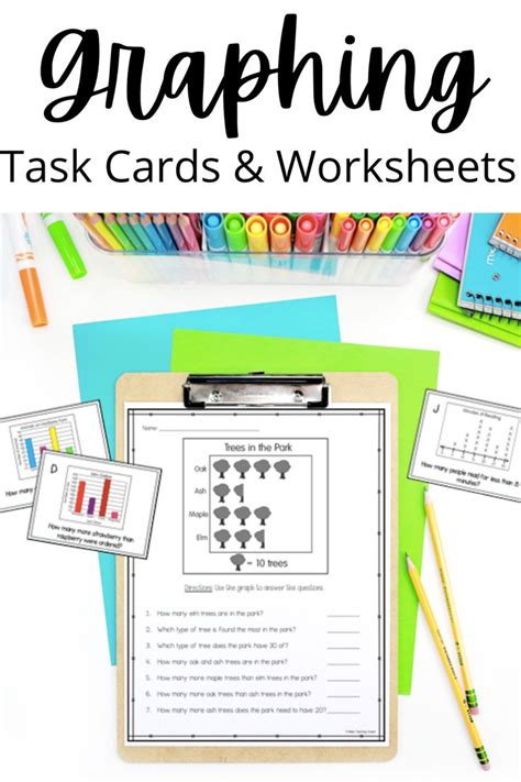 Graphing Bundle Task Cards And No Prep Worksheets Bar Graphs And Picture Graphs Task Cards