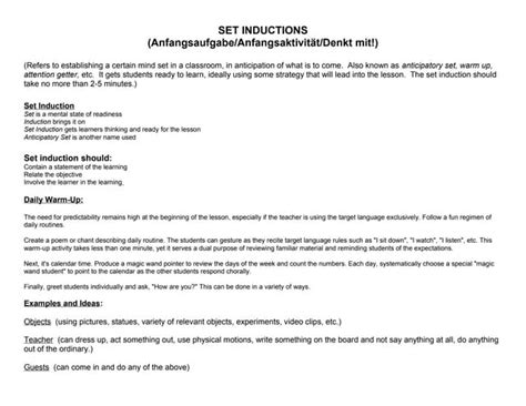 25 Set Inductions Doc