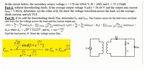 solved in the circuit below the secondary source voltage v