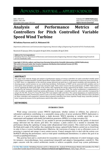 Pdf Analysis Of Performance Metrics Of Controllers For Pitch