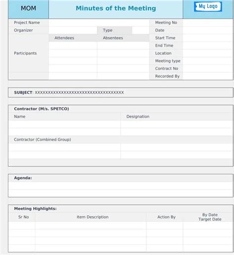 Meeting Minutes Template Free Download No Registration Required Pm