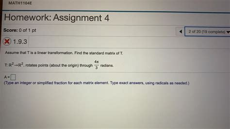 Solved Math1104e Homework Assignment 4 Score 0 Of 1 Pt 2