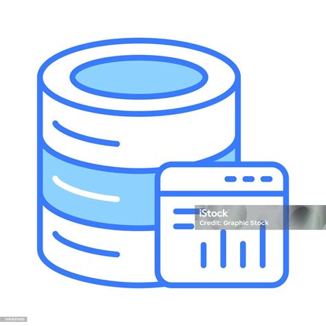 Bar Chart With Database Showing Concept Vector Of Database Analysis Premium Icon Stock