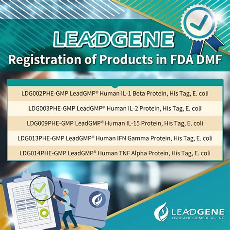Successful Registration Of Key Products In Us Fda Dmf Leadgene Biomedical