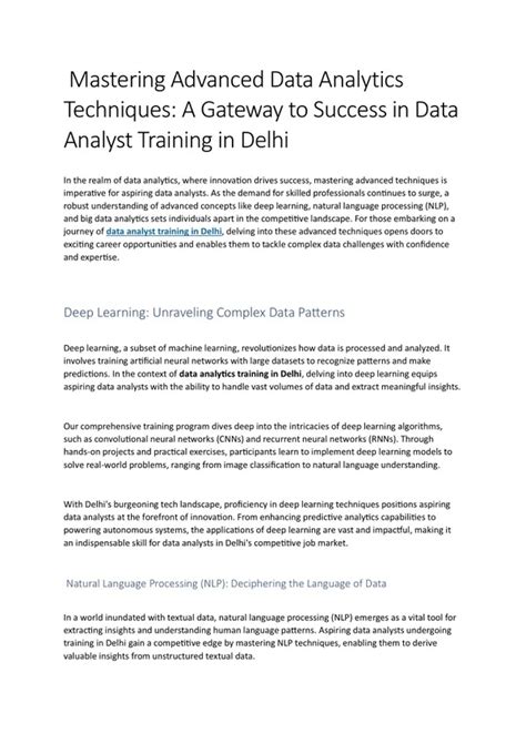 Ppt Mastering Advanced Data Analytics Techniques A Gateway To