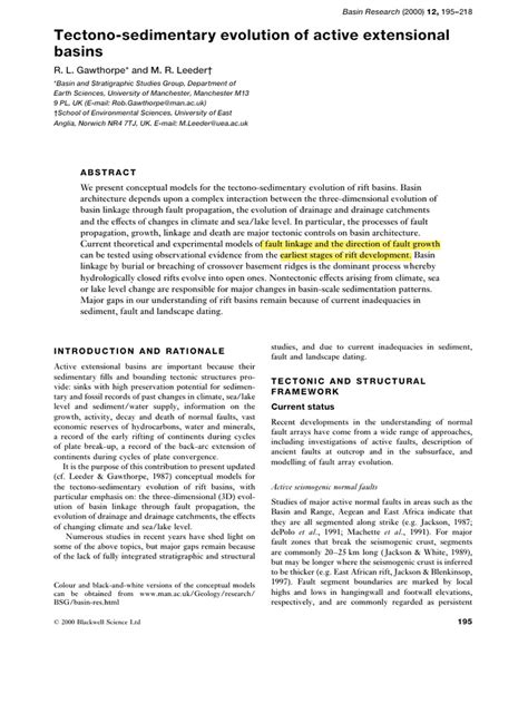 2008 Tectono Sedimentary Evolution Of Active Extensional Basin Pdf