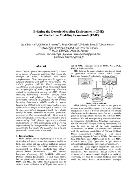 Pdf Bridging The Generic Modeling Environment Gme And The Eclipse Modeling Framework