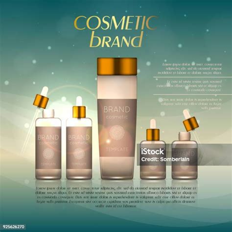 벡터 플레어 효과와 부드러운 빛 배경에 3d 화장품 그림 아름다움 현실적인 화장품 제품 디자인 서식 파일입니다 3차원 형태에 대한 스톡 벡터 아트 및 기타 이미지 Istock