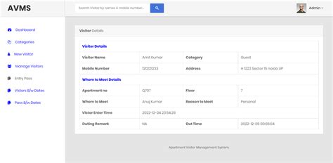 apartment visitors management system using php and mysql project