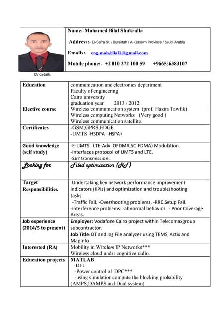 Rf Optimizer Resume Pdf Computer Networking Computing
