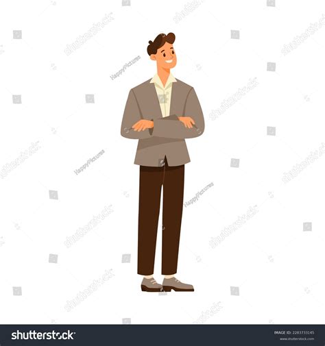 Man Teacher Character Standing Explaining Something Stock Vector