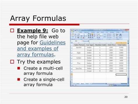 Advanced Excel Topics Arrays Ppt Download