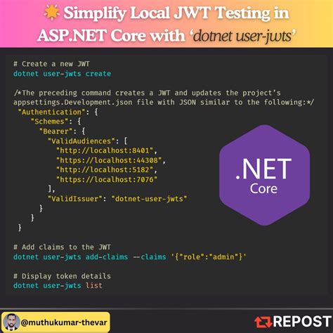 Muthukumar T On Linkedin Aspnetcore Jwt Authentication Net8