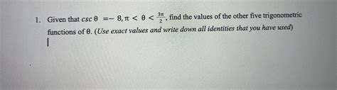 Solved Given that cscθ π