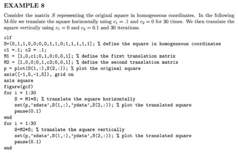 Solved 6 Modify The M File In Example 8 Adding Translations