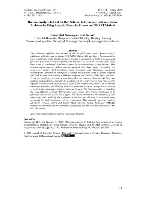 pdf decision analysis to find the best solution to overcome