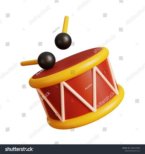 3d Red Drum Icon Musical Instrument Stock Illustration 2264123063