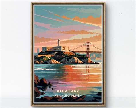 Alcatraz Poster San Francisco Bay Art California Landmark Print