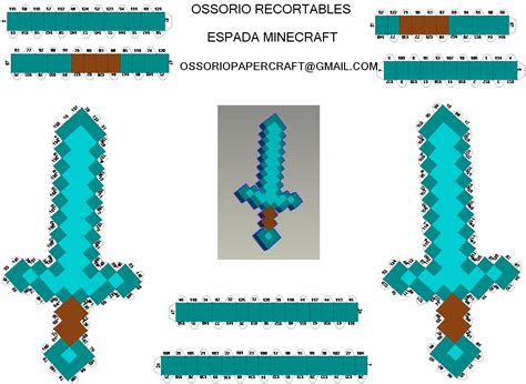 Ossorio Recortables De Papel Espada Minecraft Color Diamante