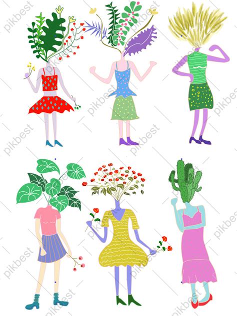 Character Plant Elements Set Illustration Psd Png Images Free