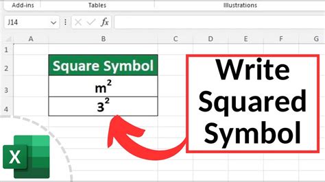 How To Write The Squared Symbol In Excel Within Text And As Numbers Youtube