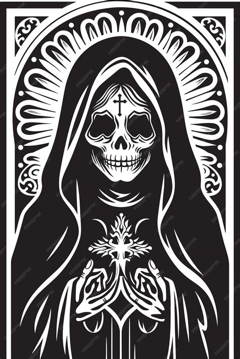 Santa Muerte Digital Art Design Santa Muerte Voodoo Vector Premium Ai