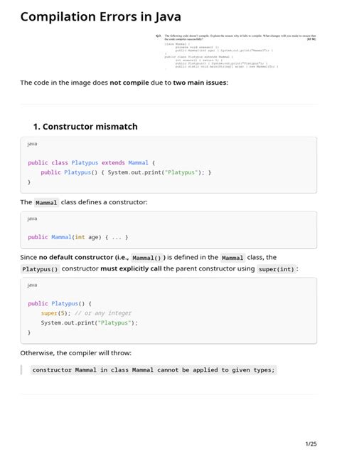 Compilation Errors In Java Pdf Inheritance Object Oriented