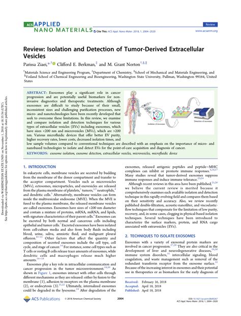 Pdf Review Isolation And Detection Of Tumor Derived Extracellular