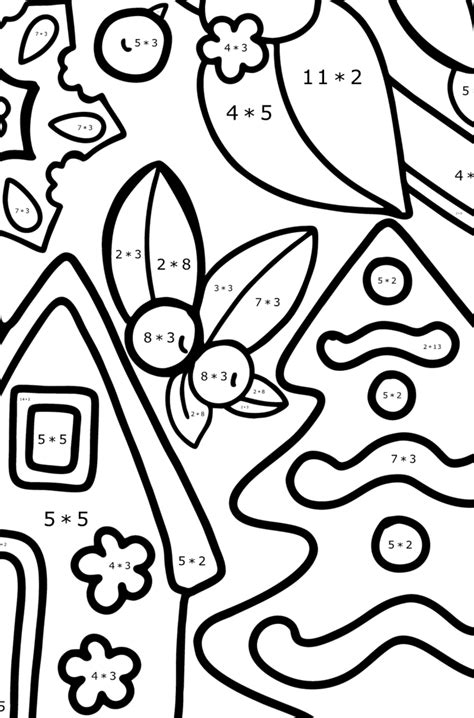 Gingerbread With A Bird Christmas Coloring Pages Online