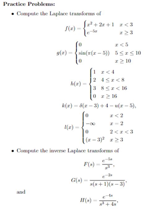 Solved Practice Problems Compute The Laplace Transforms Chegg