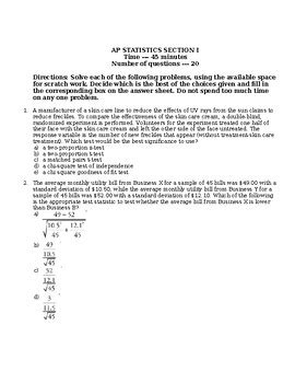 AP Statistics Unit 7 Test Inference For Quantitative Data Means