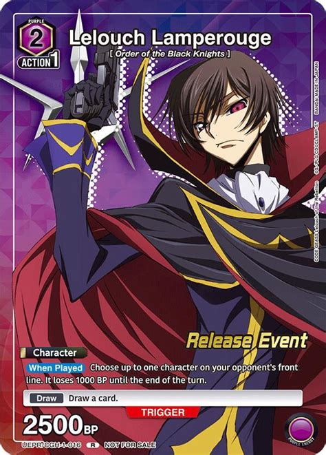 Lelouch Lamperouge Release Event Participation Code Geass Lelouch Of The Rebellion Release