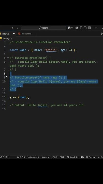 Object Destructuring In Function Parameters Clean Javascript Trick 🚀