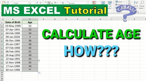 Excel Tutorial Ep23 How To Calculate Age Youtube